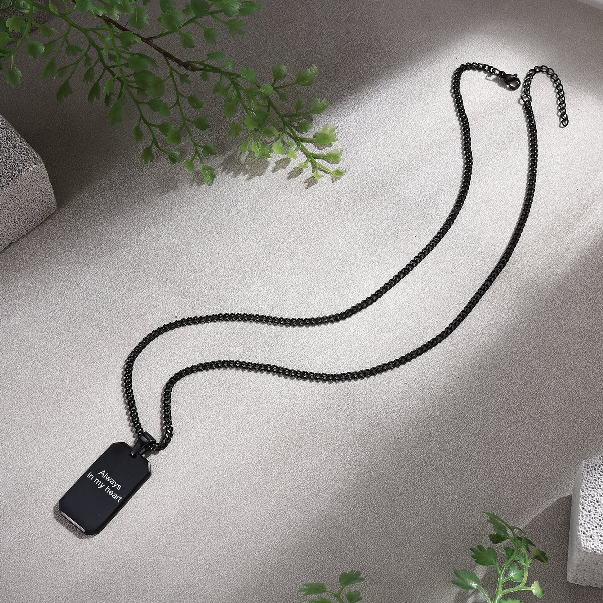 Custom Black Dog Tags Necklace | Personalized Engraving for Him