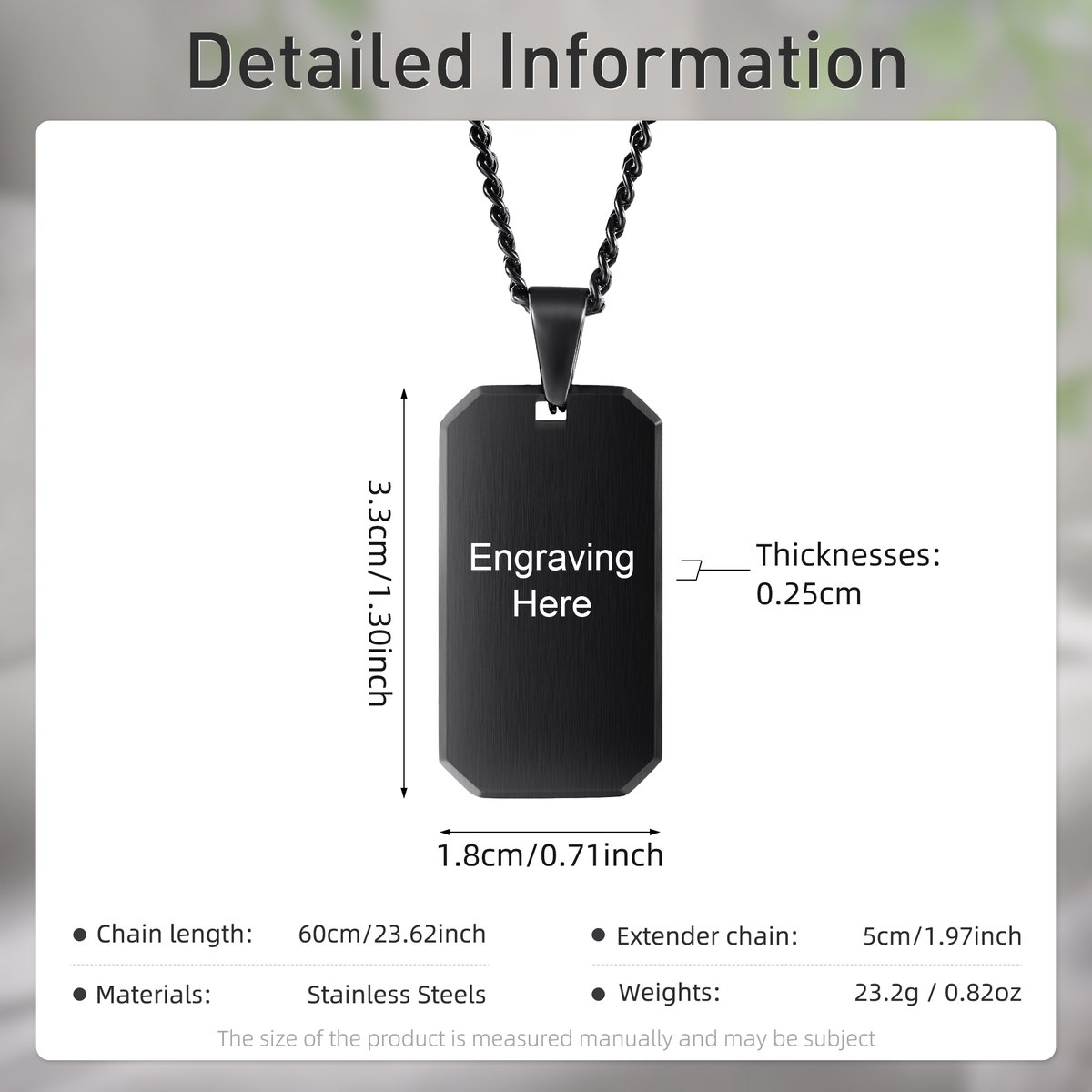 Custom Black Dog Tags Necklace | Personalized Engraving for Him
