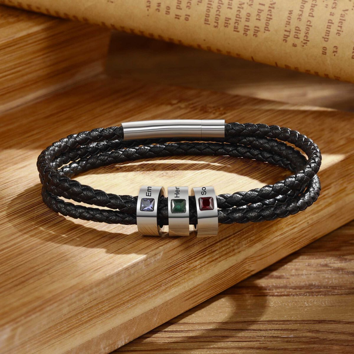 Personalized Mens Family Bracelet [Birthstones]
