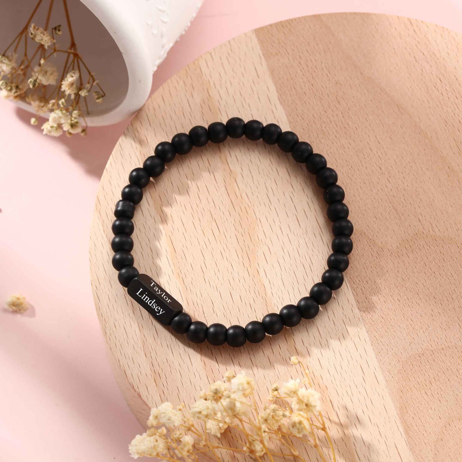 Black Onyx Bracelet for Men [Personalized] | FARUZO