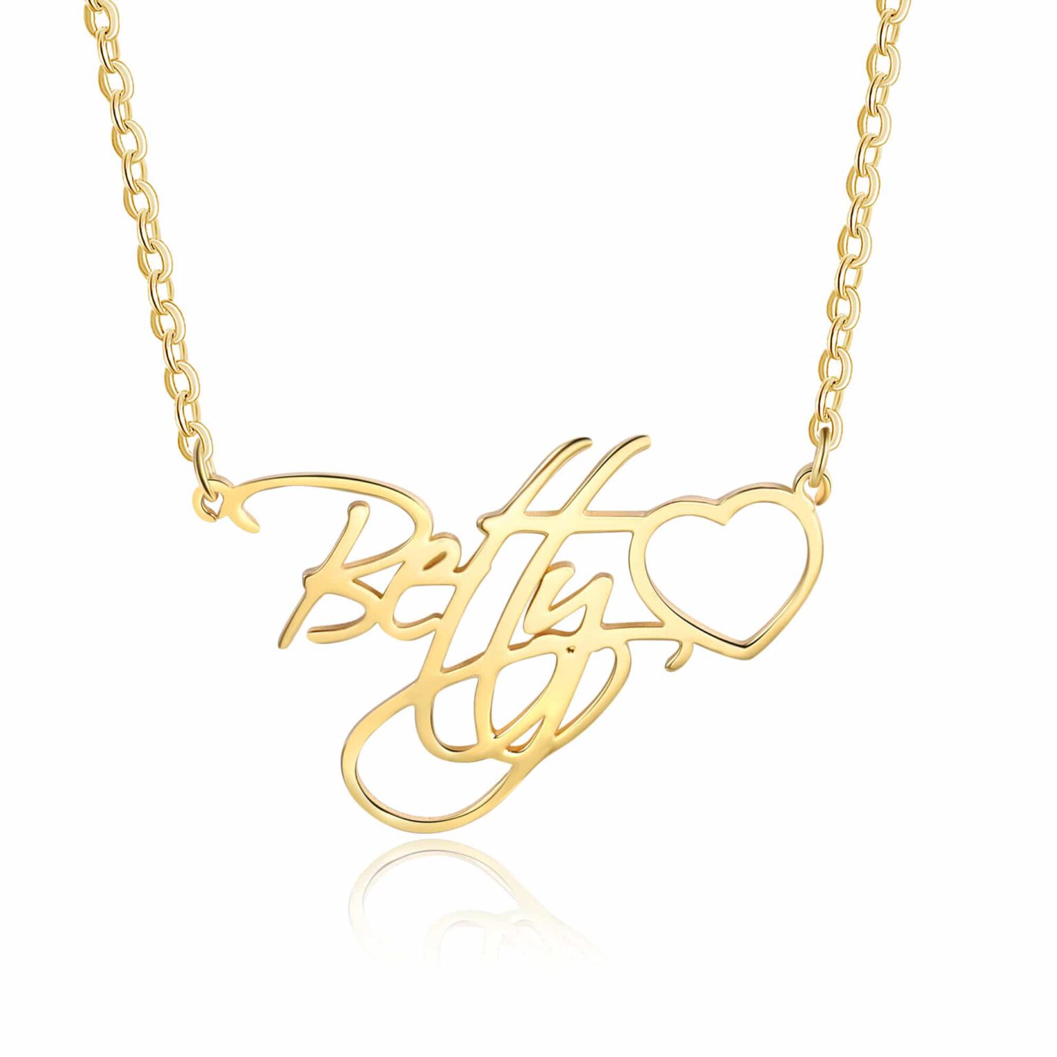 Cursive Script Heart Name Necklace [Personalized] | FARUZO