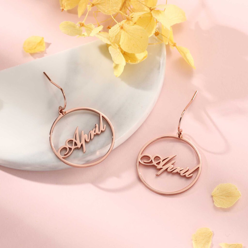 Silver & Gold Hoops with Name - Personalized Hoop Earrings | FARUZO