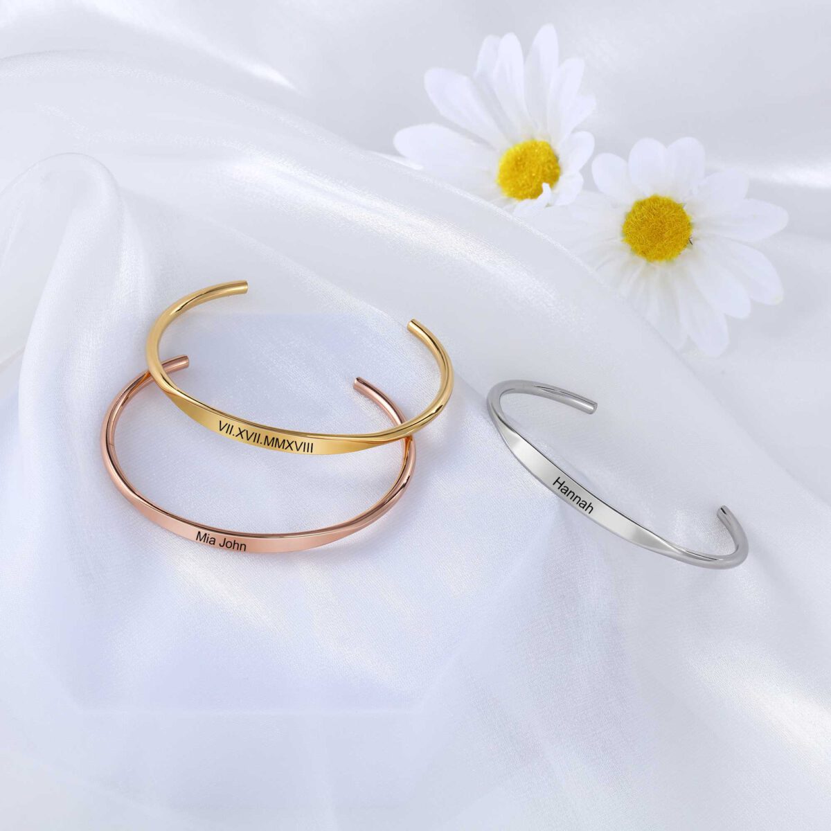 Engraved Cuff Bracelet - Women's Cuff Bracelets [Gold, Silver] | FARUZO