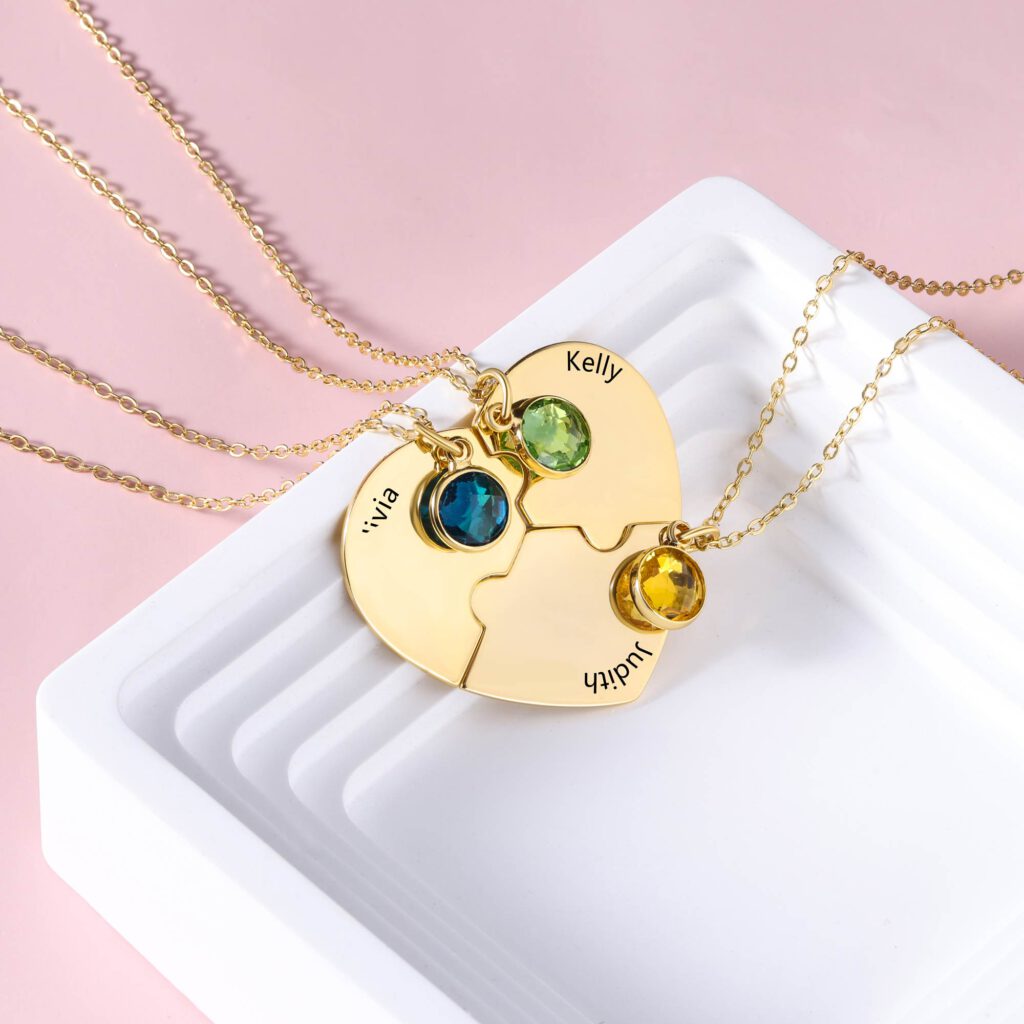 3 Way Friendship Necklace with Birthstone [Personalized] | FARUZO