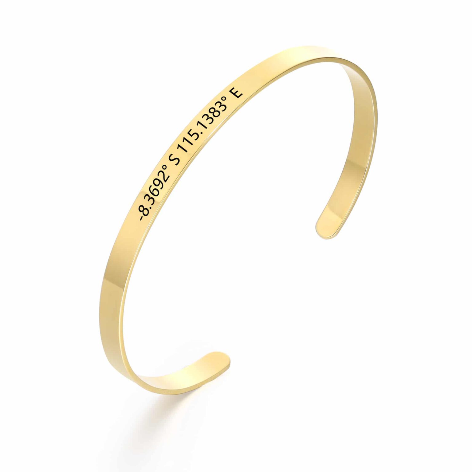 Engraved Bangle in Gold & Silver [Coordinate / Date / Names] | FARUZO
