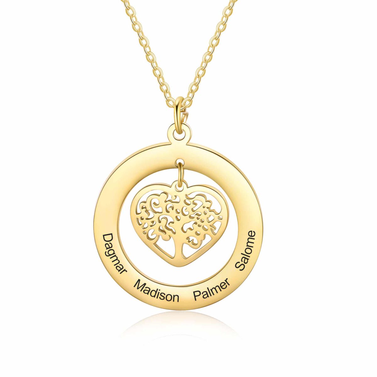 Personalized Family Tree Pendant with Names [Silver & Gold] | FARUZO
