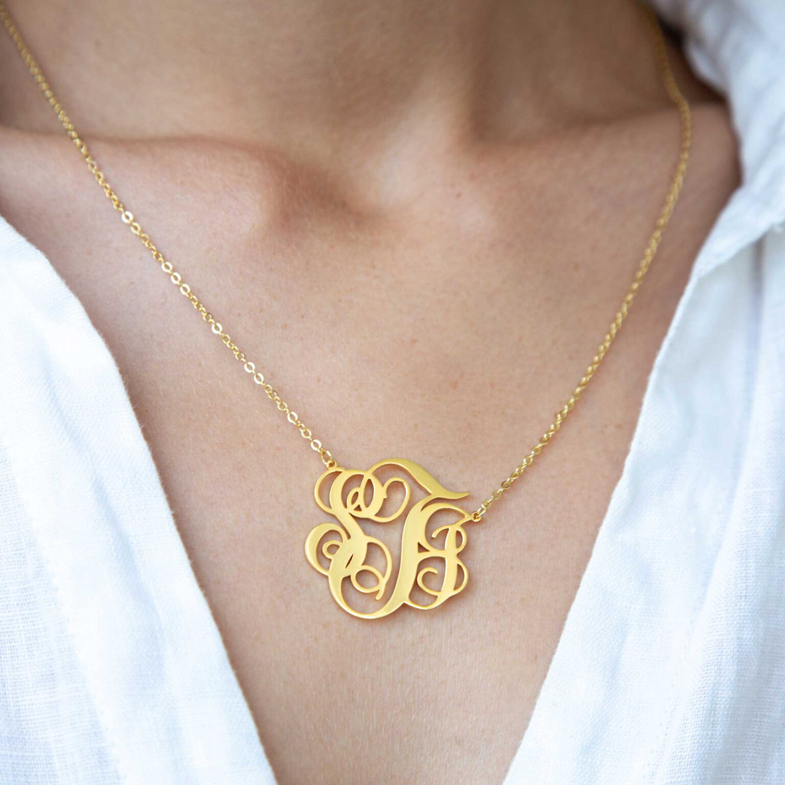 Monogram Necklace - Gold & Silver Monogram Pendant | FARUZO