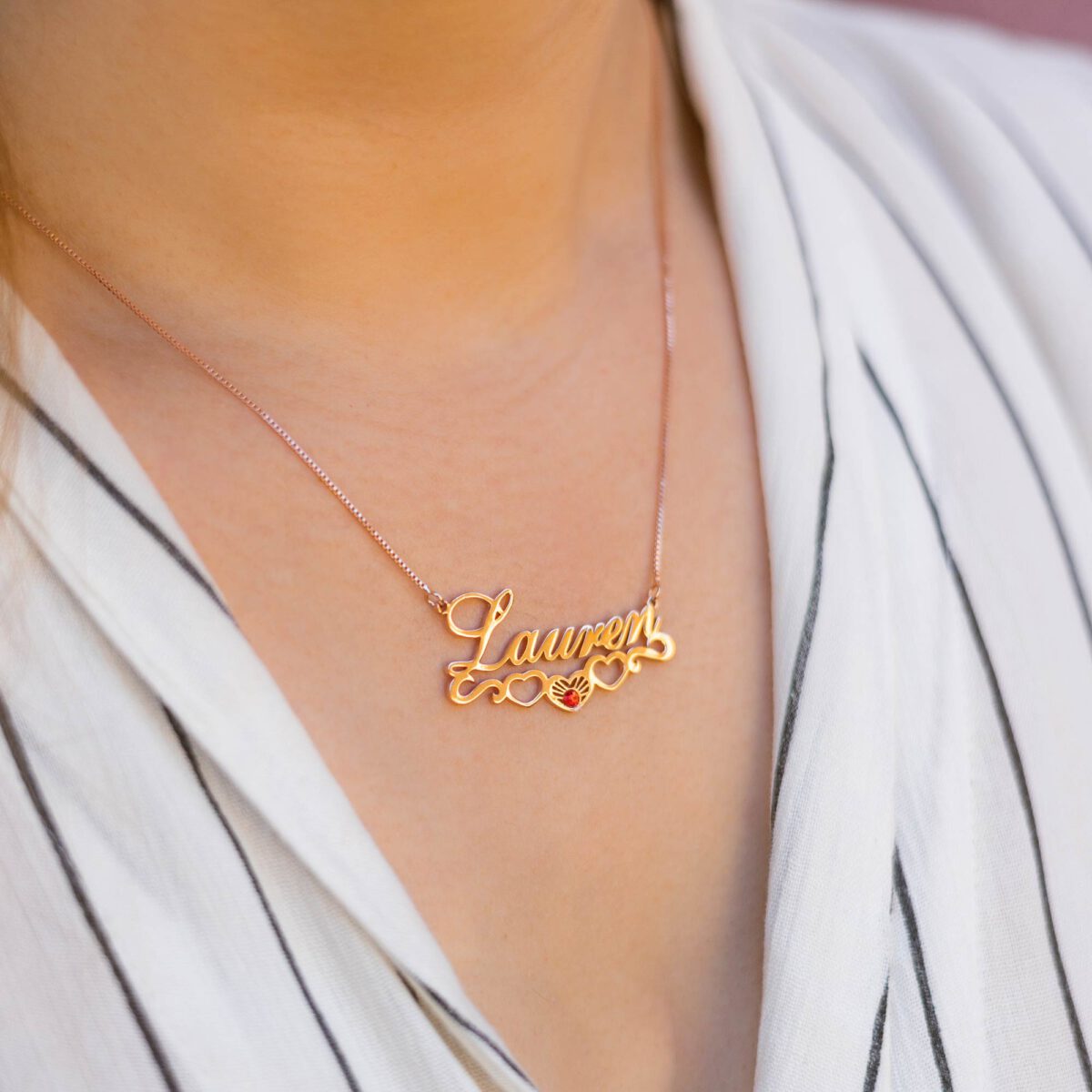 Personalized Birthstone Pendant with Name & Birthstone | FARUZO