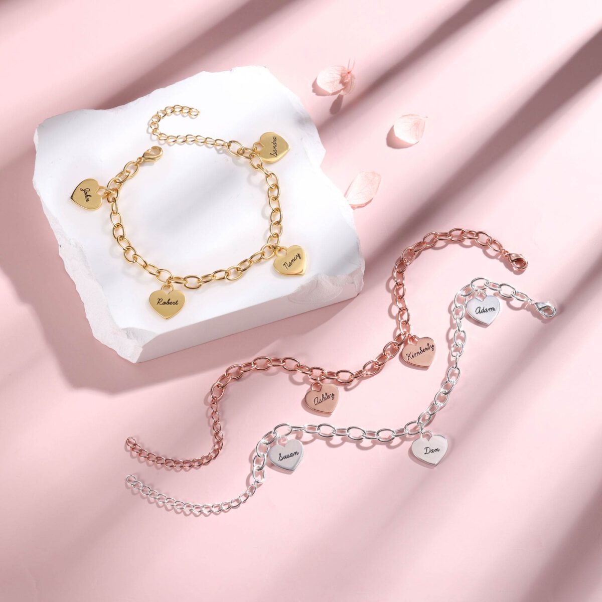 Heart Charm Bracelet [Slver & Gold] | FARUZO