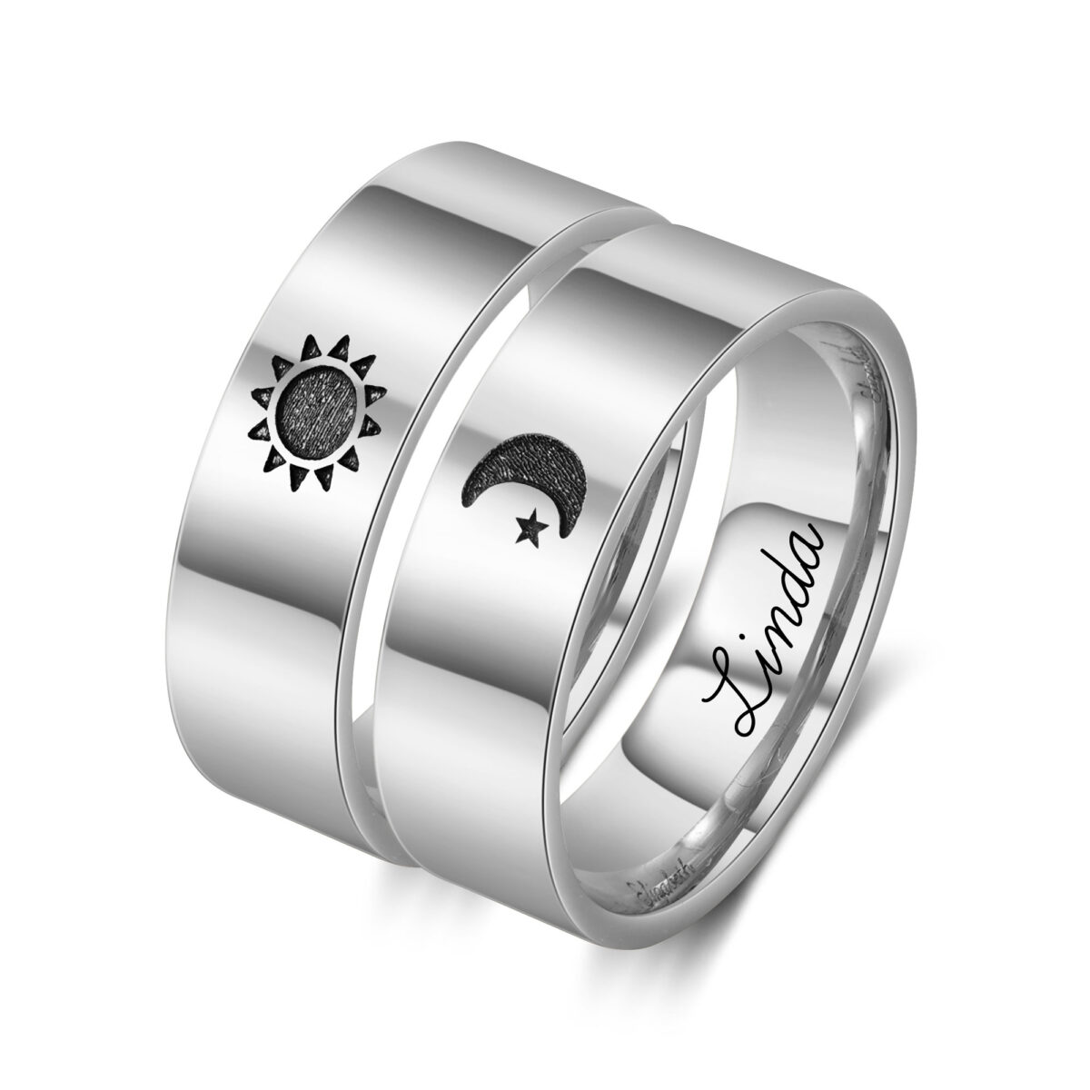 Matching Sun & Moon Rings Set [Personalized] | FARUZO