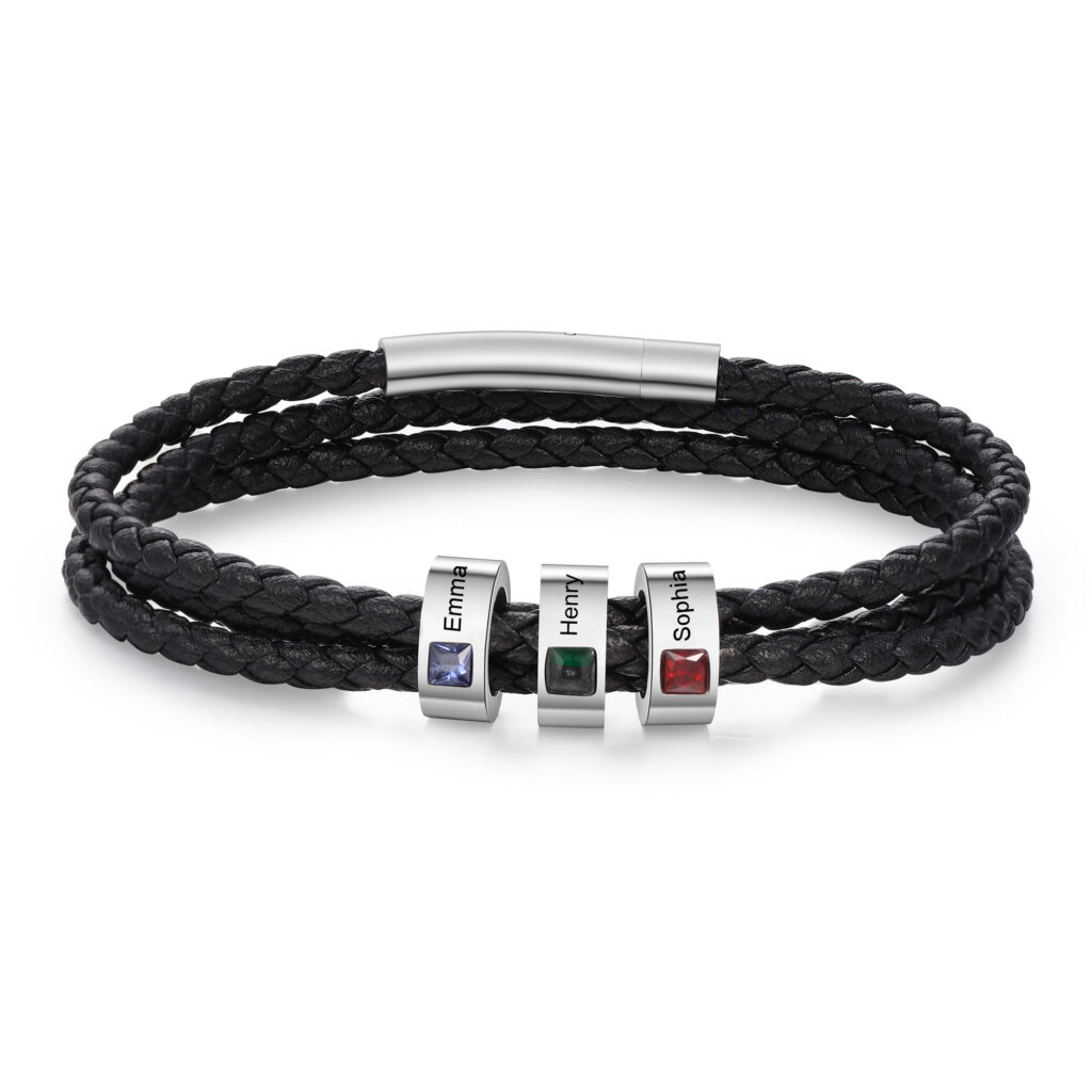 Personalized Mens Family Bracelet [Birthstones]