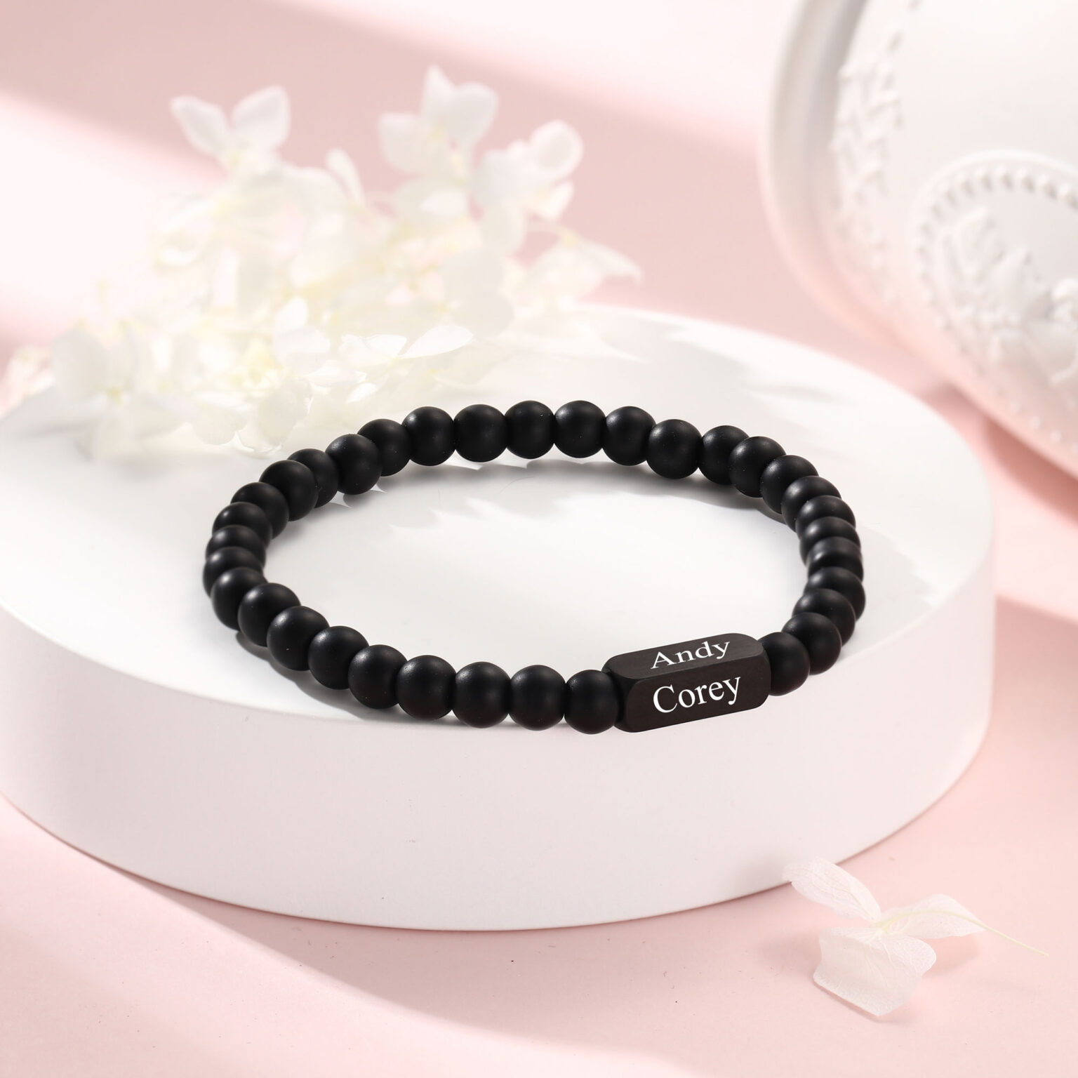 Black Onyx Bracelet for Men [Personalized] | FARUZO