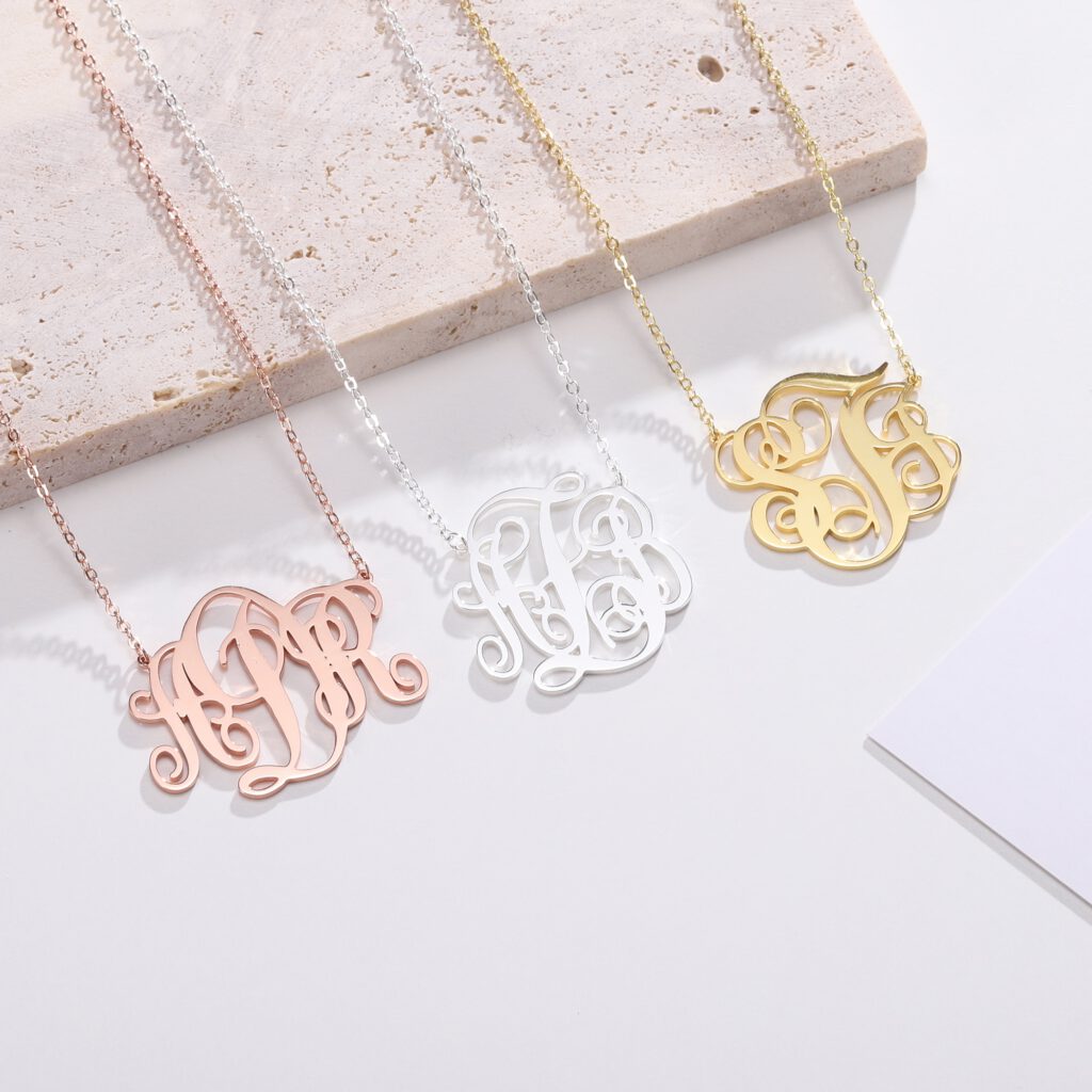 Monogram Necklace - Gold & Silver Monogram Pendant | FARUZO