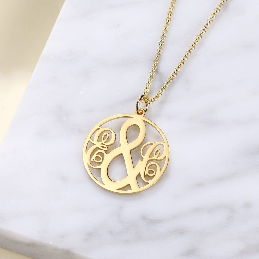 Disc Monogram Necklace [Sterling Silver & Gold] | FARUZO