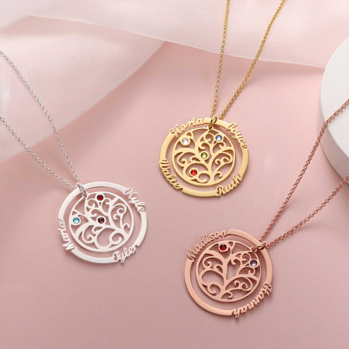 Tree of Life Birthstone Necklace for Mom [1-4 Names] | FARUZO