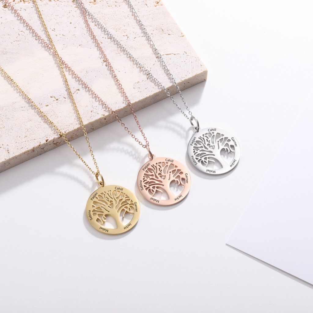 Personalized Family Tree Necklace with Kids Names - FARUZO