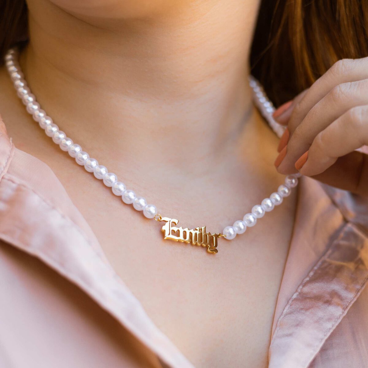 Personalized Pearl Necklace with Name [Handmade] | FARUZO