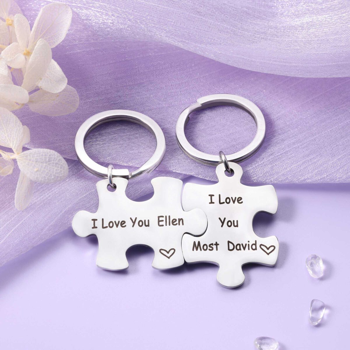 Engraved Puzzle Keychain [Set of Two] | FARUZO