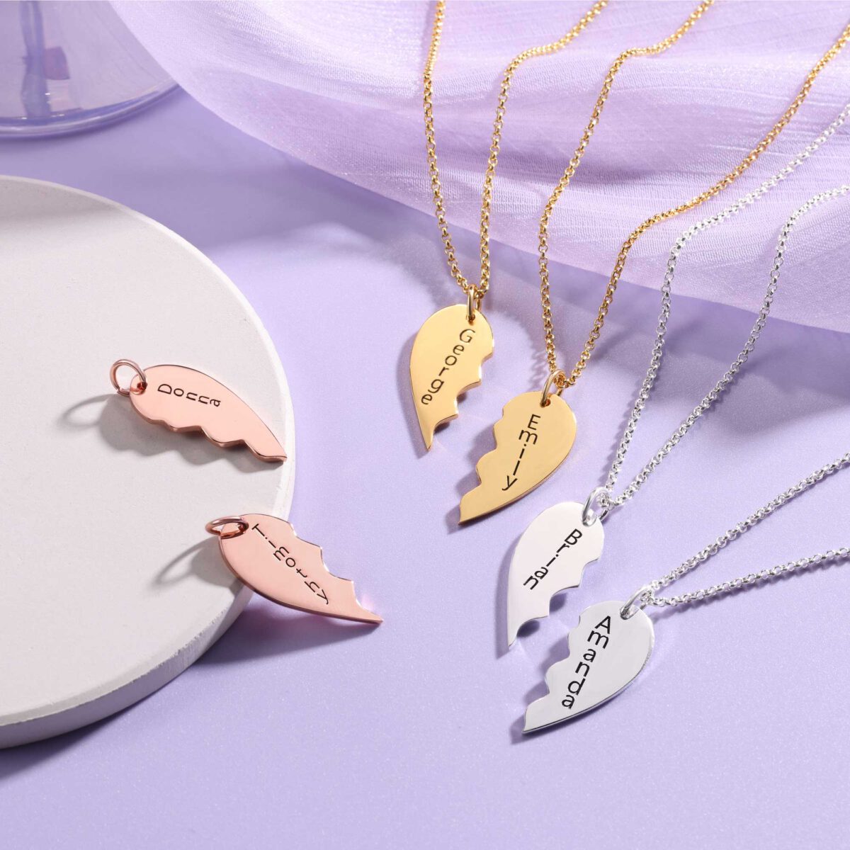 Half Heart Necklace for Couples [Set of 2] | FARUZO