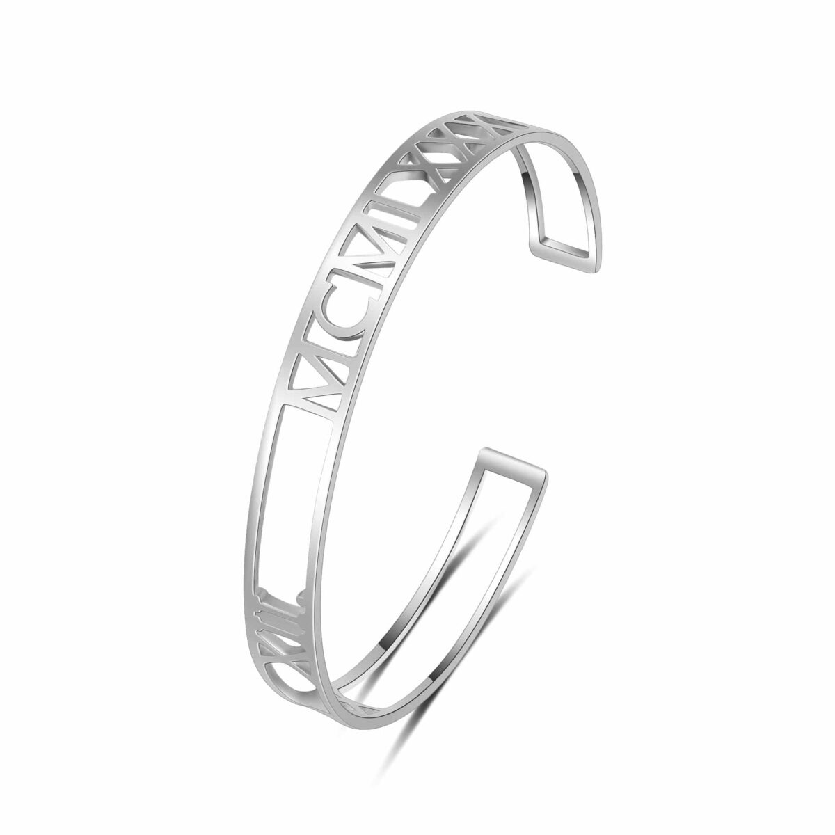 Roman Numeral Bangle - Anniversary Date Bracelet | FARUZO