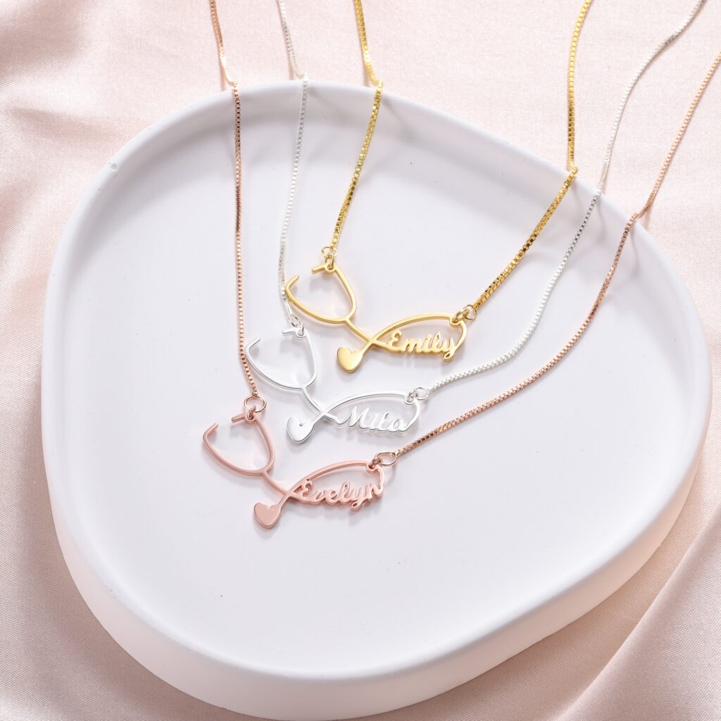 Personalized Stethoscope Necklace with Name - Nurse Stethoscope Pendant ...