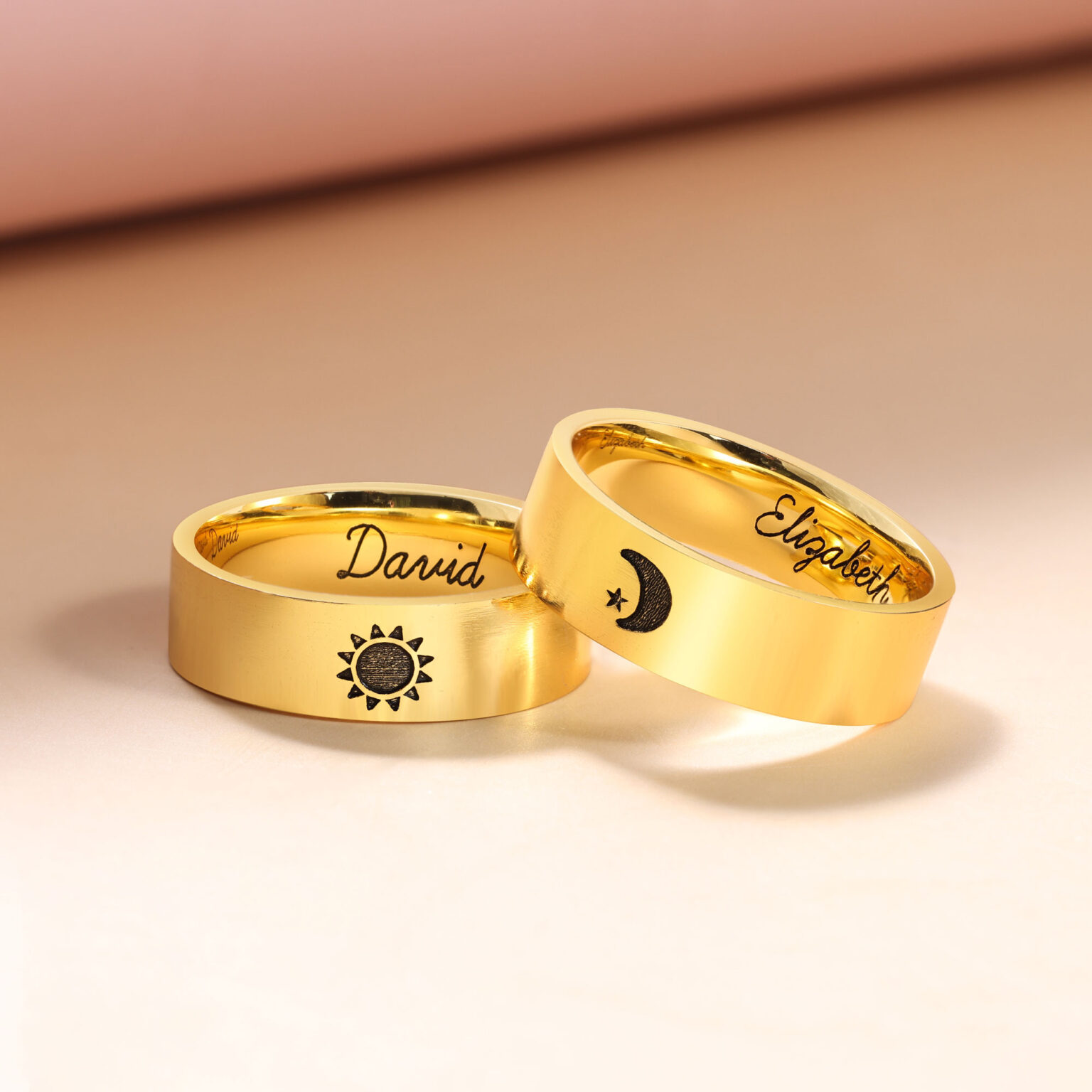 Matching Sun & Moon Rings Set [Personalized] | FARUZO